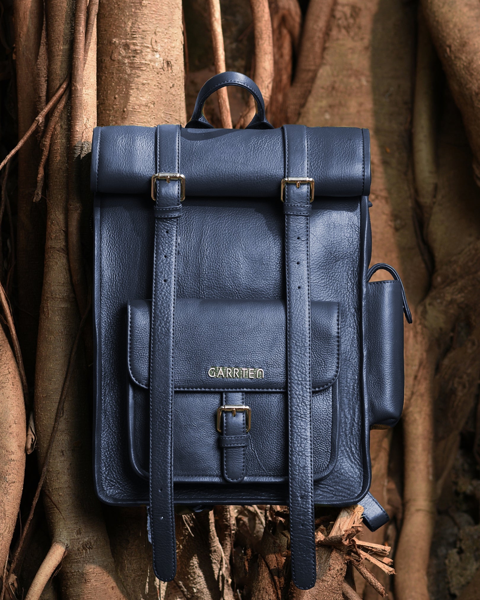 751 Rolltop Leather Backpack - Midnight Blue I GARRTEN