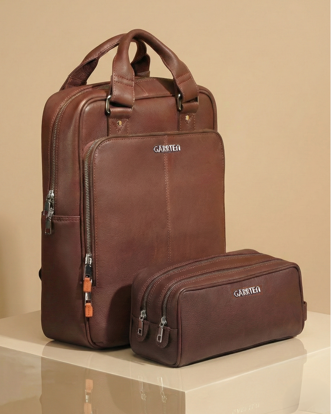 The Signature Set in Brown | 721 Signature Leather Backpack & Leather ...